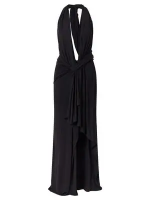 Christopher Esber Spire Cascade Twisted Jersey Gown - Black