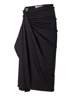 Christopher Esber Droplet Crystal Clasp Cascade Embellished Ribbed Midi Skirt - Black