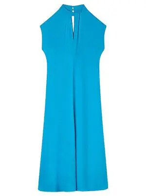 Whistles Twist-neck Crepe Midi Dress - Blue