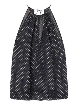 NILI LOTAN Nikki Halterneck Polka-dot Silk Tank Black