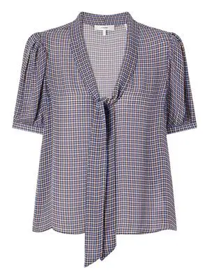 FRAME The Sonnet Printed Silk Blouse - Brown