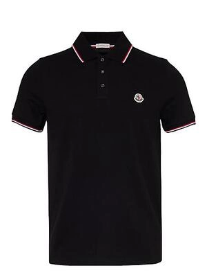 Moncler Brand-patch Split-hem Cotton-piqué Polo Shirt - Black