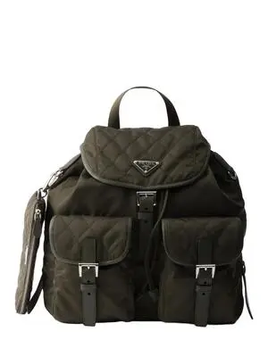 Prada Prada Medium Quilted Re-Nylon Backpack With Saffiano Leather Trim Forest