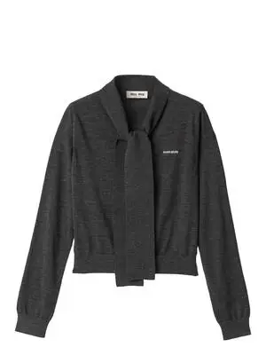 Miu Miu Wool Cardigan - Anthracite Gray