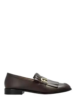 Furla Fringe-detail Logo-plaque Loafers - Brown