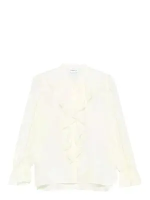 Marella Ruffled Silk Shirt - Neutrals