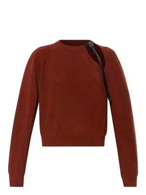 FERRAGAMO Leather-appliqué Cut-out Sweater - Brown