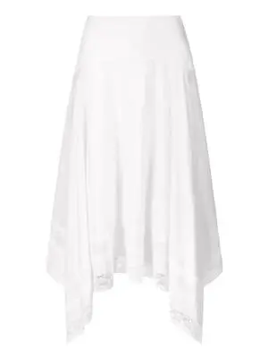 Staud Ainsley Lace-trim Handkerchief-hem Asymmetric Skirt - White