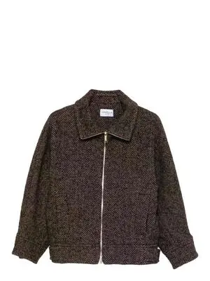 Marella Zip-fastening Herringbone Jacket - Brown
