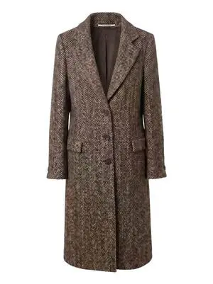 Tagliatore Herringbone-pattern Wool Coat - Brown