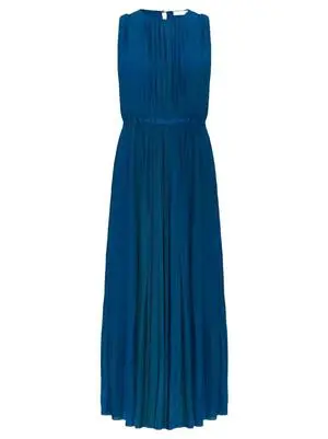 Max Mara Midi Pleated Sleeveless Dress - Blue