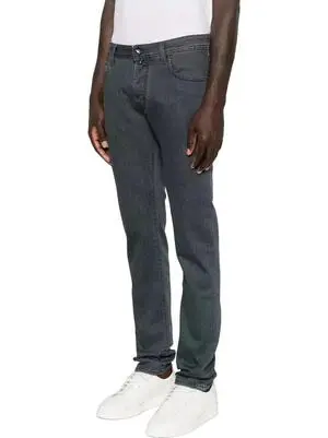 Jacob Cohen Logo-patch Straight-leg Jeans - Grey