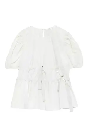 Cecilie Bahnsen Papillon Matelassé Peplum Top - Neutrals