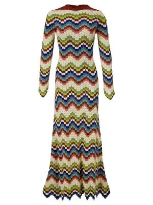 Escvdo Bahia Chevron-pattern Crochet Maxi Dress - Neutrals