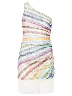 Missoni One-shoulder Zigzag-print Mini Dress - Neutrals