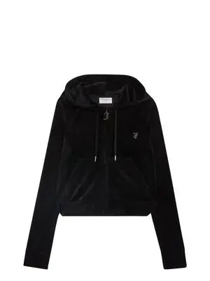 Juicy Couture Rhinestone Embellished Zip-up Hoodie - Black
