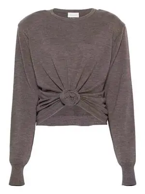 Magda Butrym Long Sleeve Knot Detail Sweater - Brown