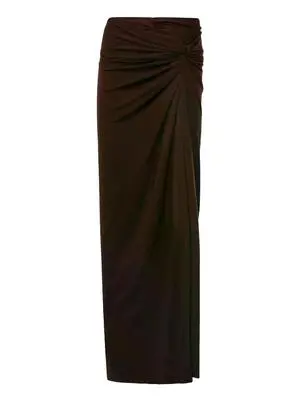 Andamane Twist-detail Gathered Maxi Skirt - Brown