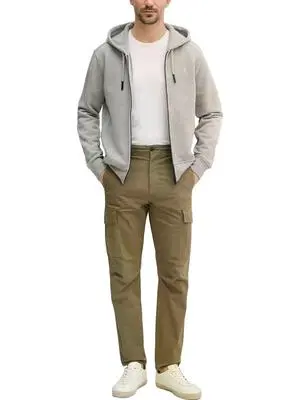 TRUSSARDI Logo-embroidered Zip-up Hoodie - Grey