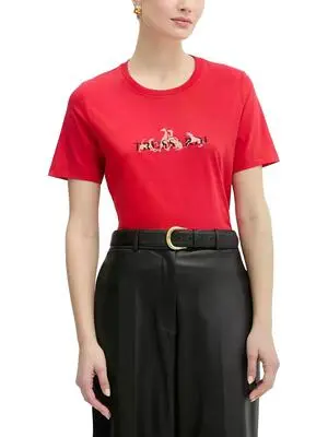 TRUSSARDI Embroidery T-shirt - Red