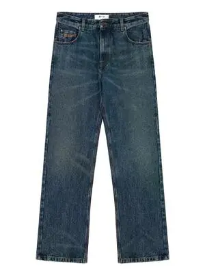 MSGM Logo-embroidered Faded Jeans - Blue