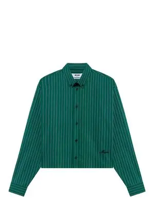 MSGM Pinstripe-pattern Cropped Shirt - Green