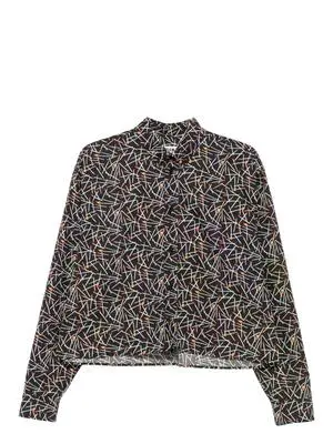 MSGM Matchstick Print Cropped Shirt - Black