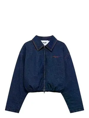 MSGM Logo-embroidered Denim Jacket - Blue