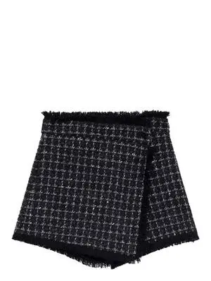 MSGM Tweed Frayed-edge Shorts - Black