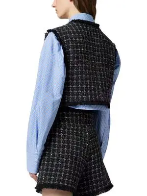 MSGM Bouclé Frayed Jacket - Black