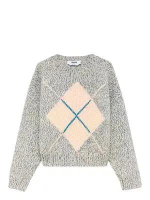 MSGM Argyle-pattern Sweater - Grey