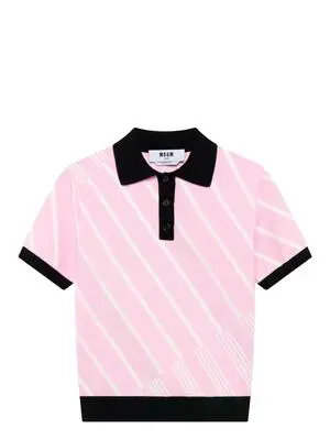 MSGM Diagonal-stripe Polo Shirt - Pink