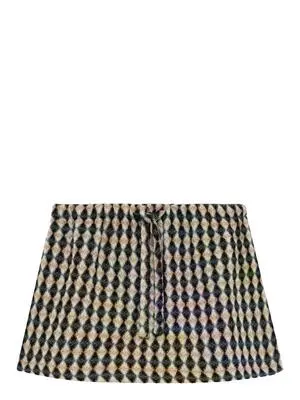 MSGM Argyle-pattern Drawstring Mini Skirt - Neutrals