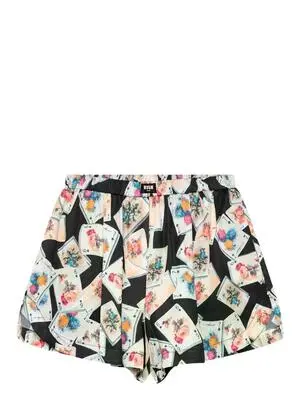 MSGM Playing-card-print Shorts - Black