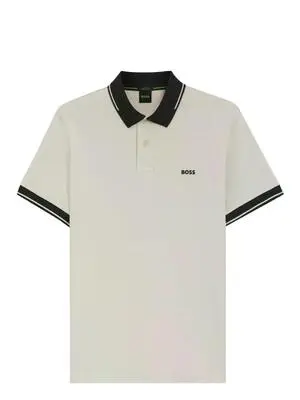 BOSS Contrast-trim Slim-fit Polo Shirt - Neutrals