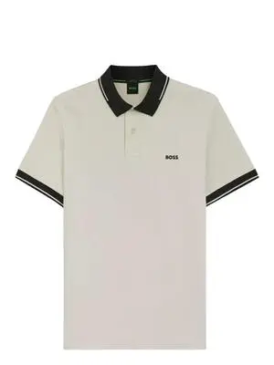 BOSS Contrast-trim Slim-fit Polo Shirt - Neutrals