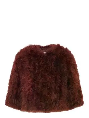 YVES SALOMON Feather-embellished Jacket Brown