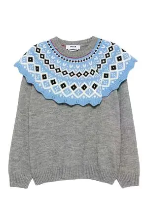 MSGM Scalloped-collar Sweater - Grey