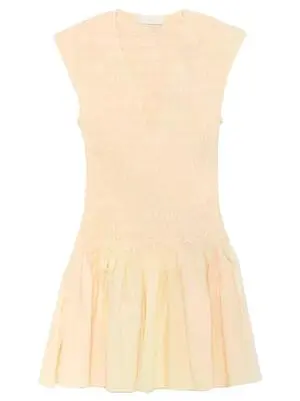 Faithfull The Brand Carmen Shirred-bodice Mini Dress - Neutrals