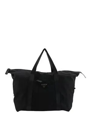 Prada 2013-2026 Saffiano Trimmed Tessuto Travel Bag - Black