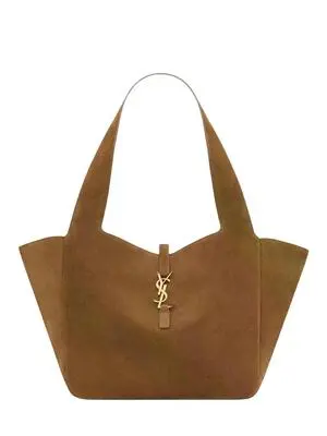 Saint Laurent Le 5 À 7 Small Bea Bag In Suede - Brown