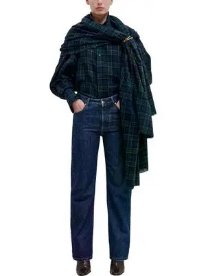 DARKPARK Georgia Detachable-scarf Check Shirt - Blue