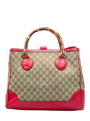 Gucci Gg Canvas Bamboo Diana Tote Bag - Neutrals