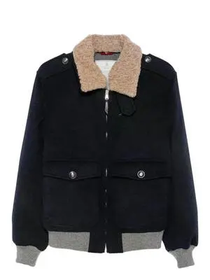 Brunello Cucinelli Shearling-collar Bomber Jacket - Blue