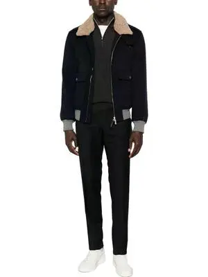 Brunello Cucinelli Shearling-collar Bomber Jacket - Blue