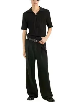Dolce & Gabbana Cotton Serafino Polo Shirt - Black