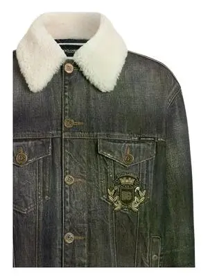 Dolce & Gabbana Denim Jacket With Logo-patch - Grey