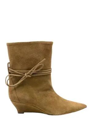 ODISSI Bow-detail Wedge Boots - Brown