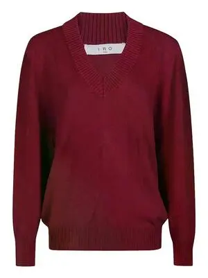 IRO PARIS Ribbed-trim V-neck Sweater - Red