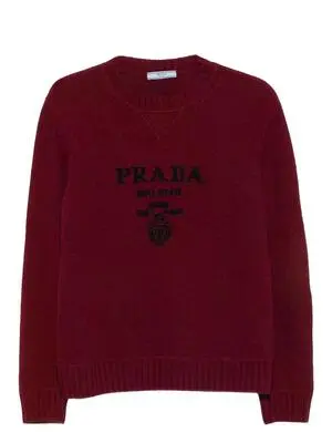 Prada Logo-intarsia Sweater - Red